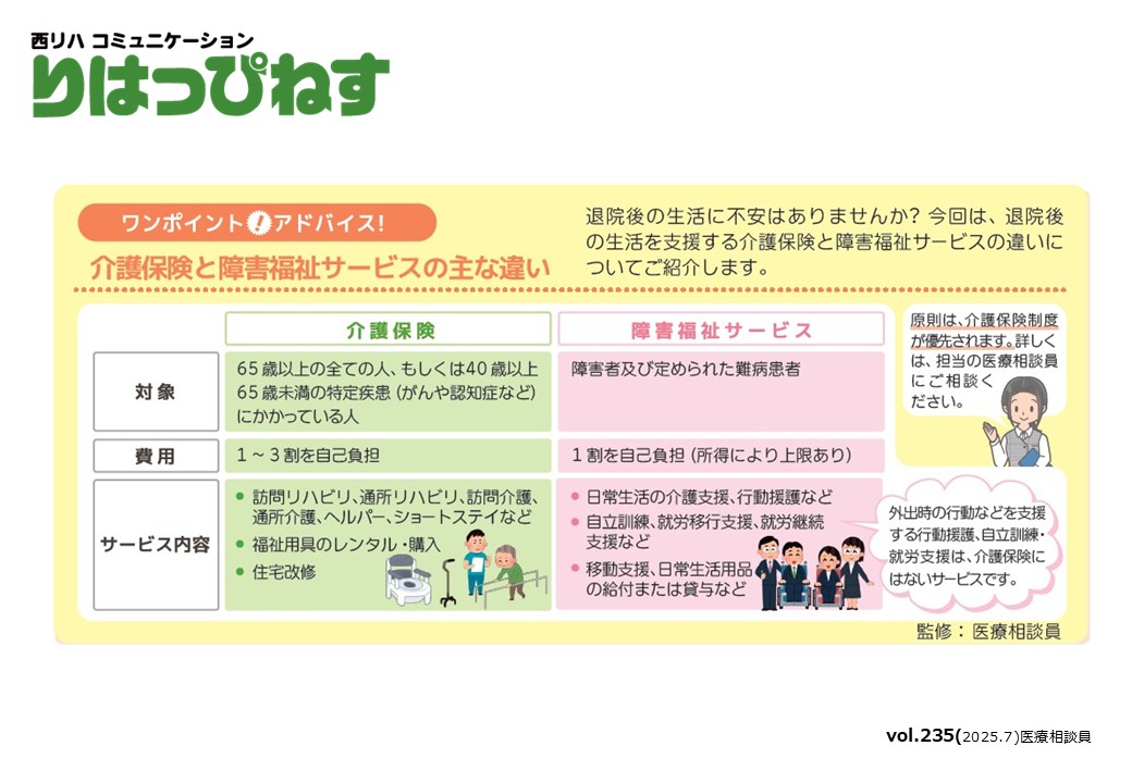 介護保険と障害福祉サービスの主な違い | 医療法人社団朋和会 西広島リハビリテーション病院